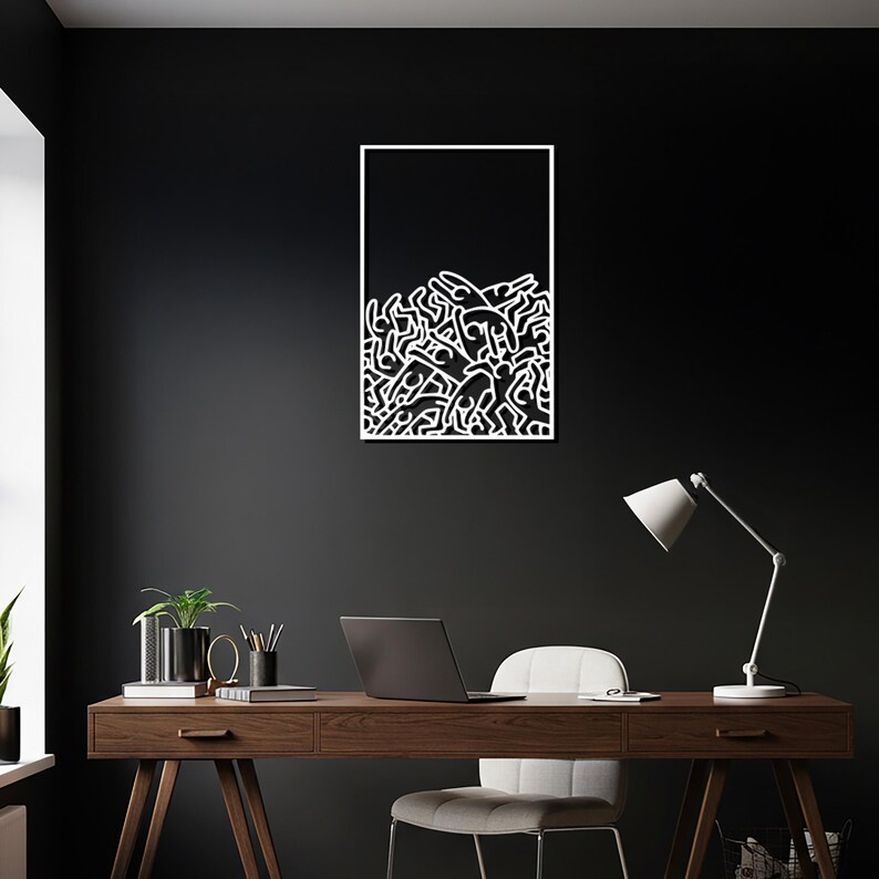 Abstract Metal Line Art, Modern People Sculpture, Living Room Decor ...