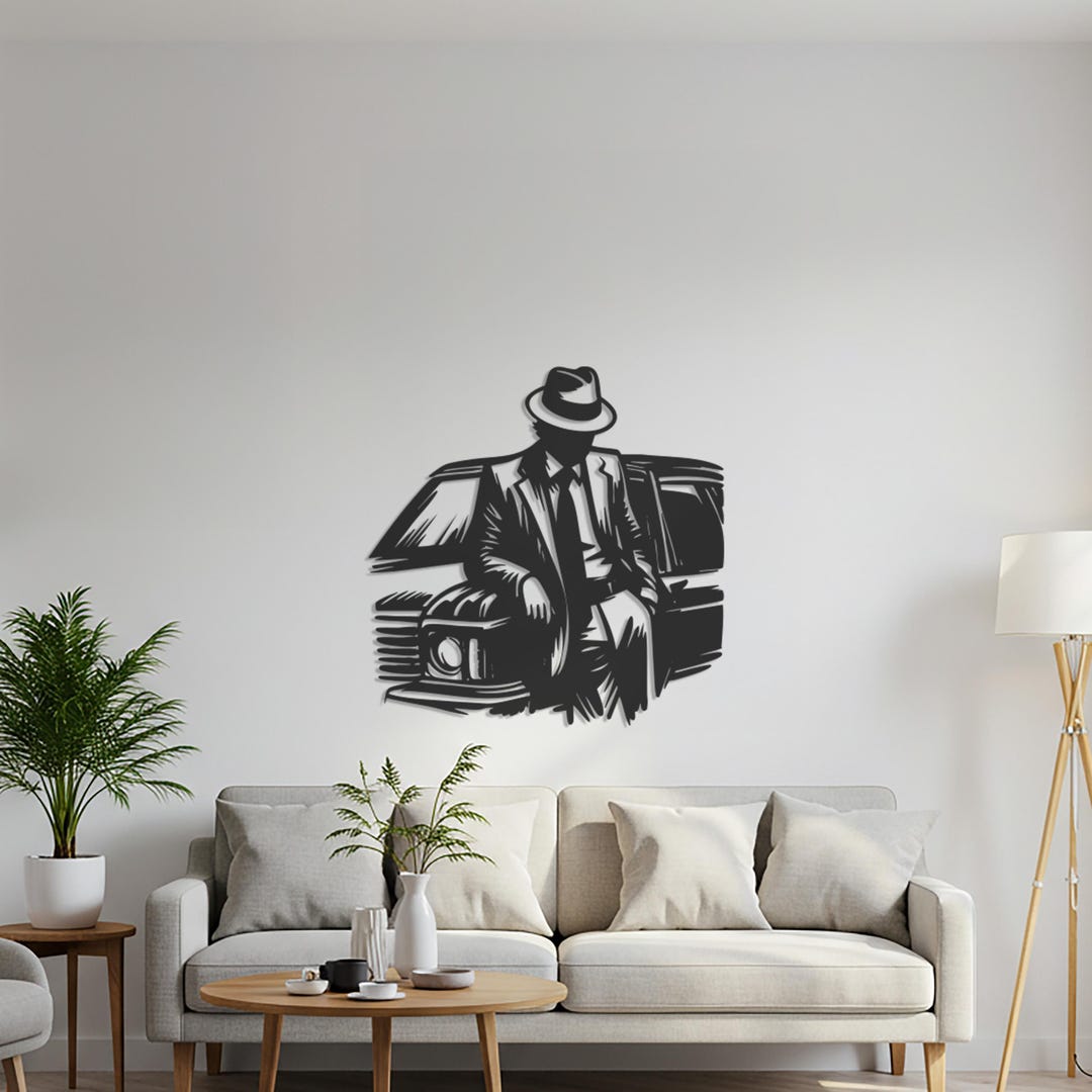 Gangster Metal Wall Art, Mafia Man Car Decor, Vintage Gangster ...