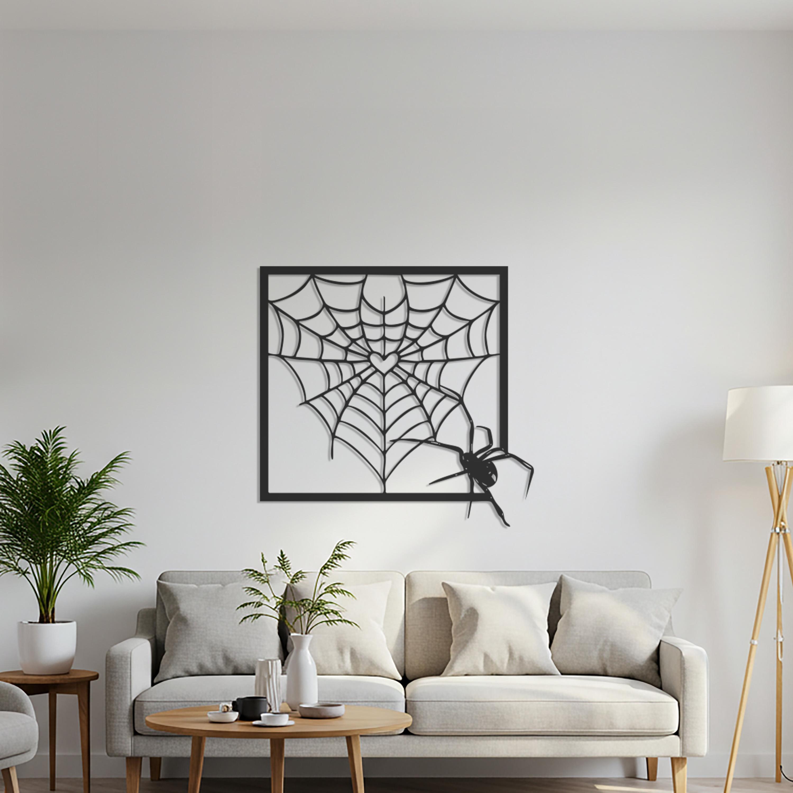 Spider Web Metal Wall Art, Gothic Heart Center, Halloween Decor - Etsy