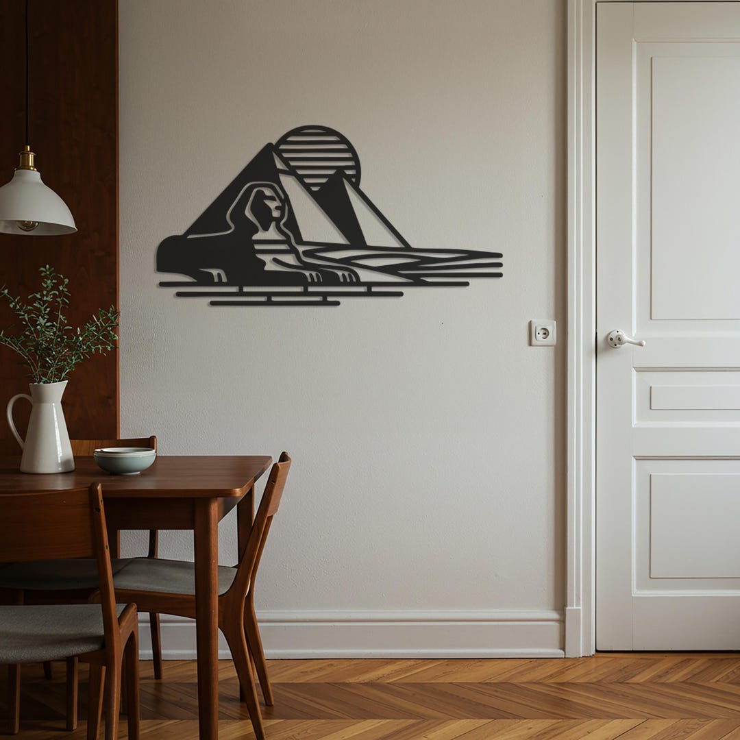 Sphinx and Pyramids Metal Wall Art – Geometric Design of the Sphinx and ...