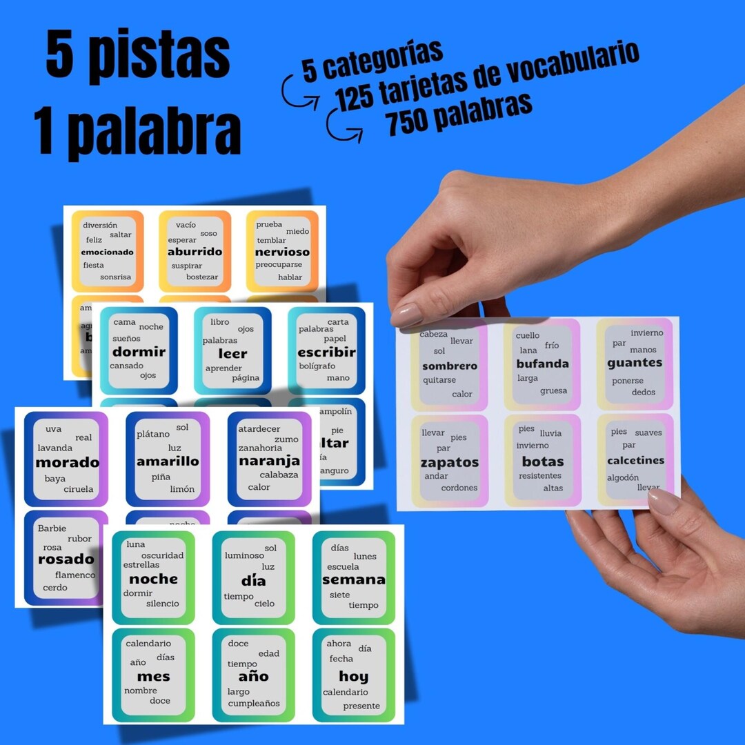 Spanish Vocabulary Flashcards | 125 Cards, 7 Games (PDF) - Etsy