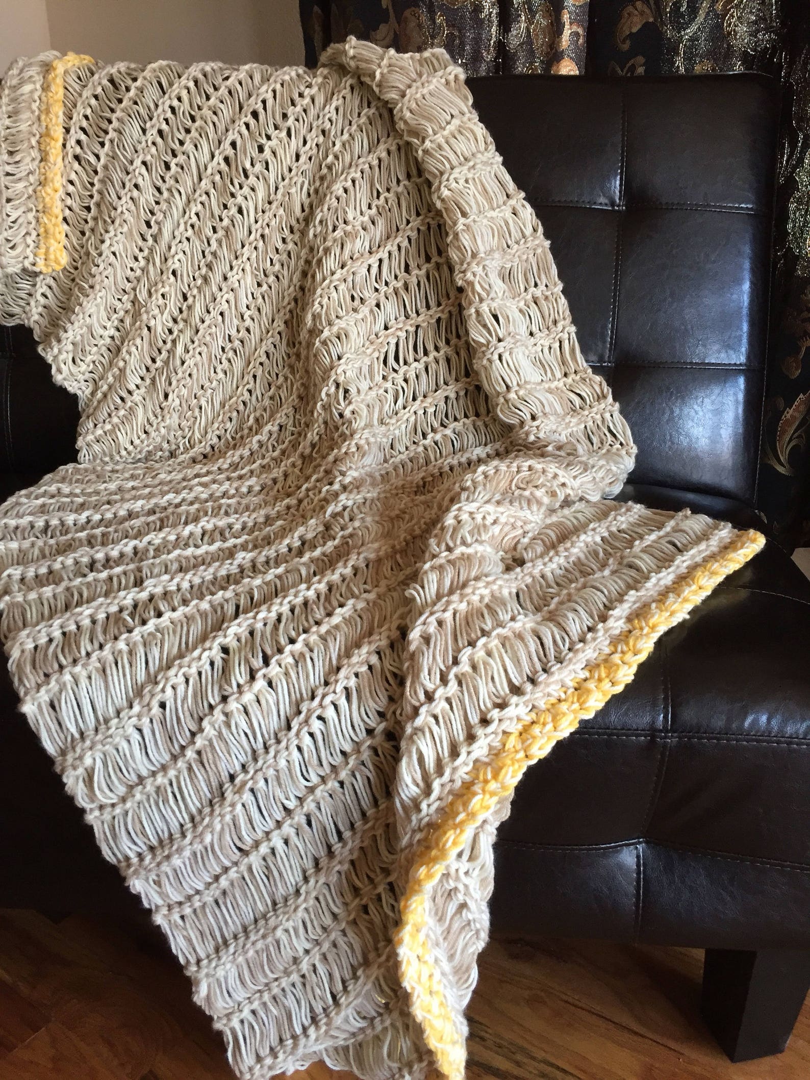 Rustic Modern Home Decor Knit and Crochet Blanket Throw Afghan - Etsy
