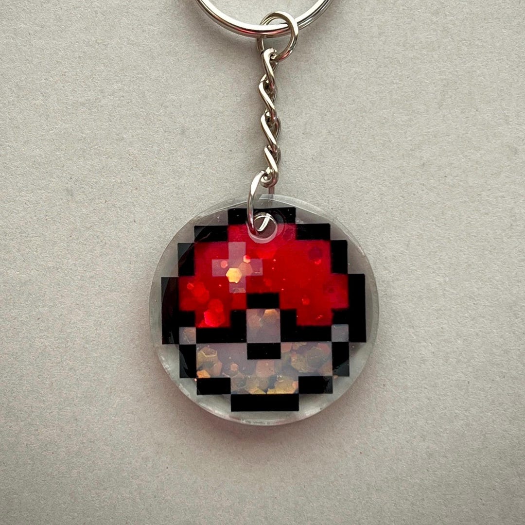 Sparkly 8-bit Pixelated Monster Ball Keychains - Etsy