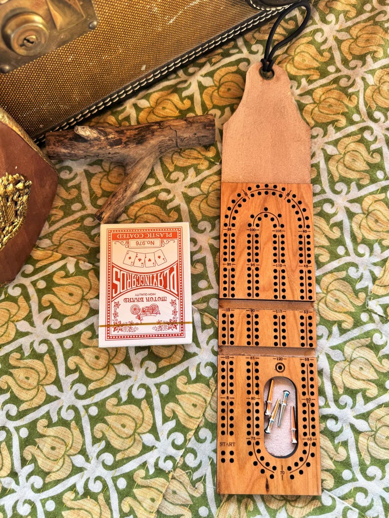 Pilot - Handmade Folding Travel Cribbage Board,outdoor,leather,once ...