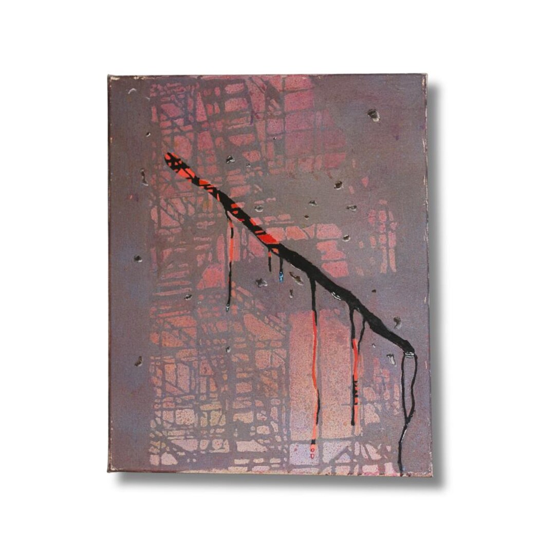 Original Oil Painting on Canvas | Fractured Light, Crimson Grid (40x50 ...