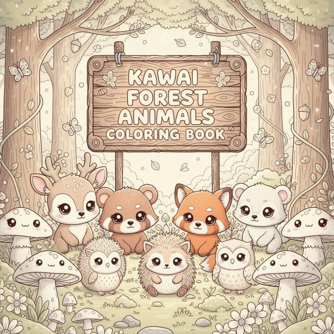 Kawaii Forest Animals Coloring Book | Cute Woodland Creatures ...