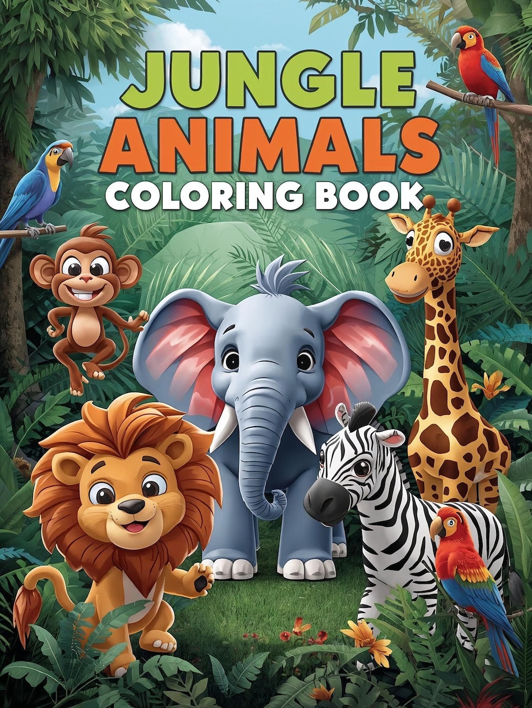 Jungle Animals Coloring Book for Kids - Etsy