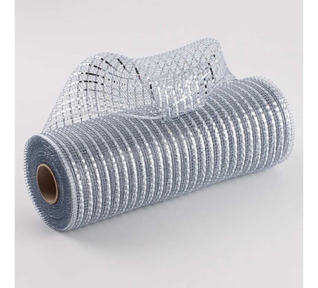 10" Poly Deco Mesh: Wide Foil Metallic Silver - Etsy