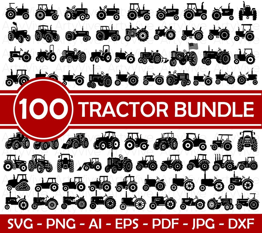 100 Tractor SVG Bundle, Farm Tractor Silhouette Clipart, Farming SVG ...