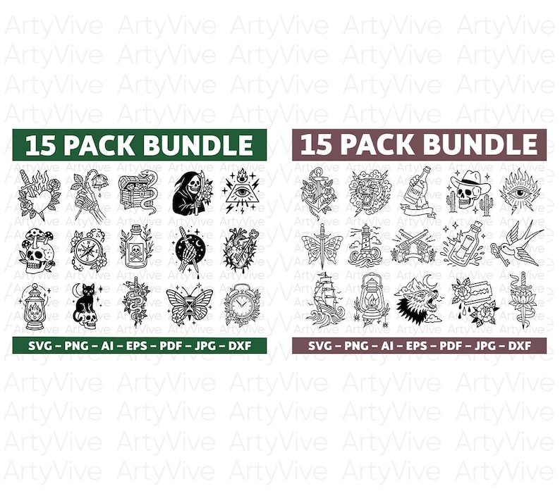 180+ Flash Tattoo SVG Mega Bundle, Blackwork Tattoos, Tattoo Designs ...