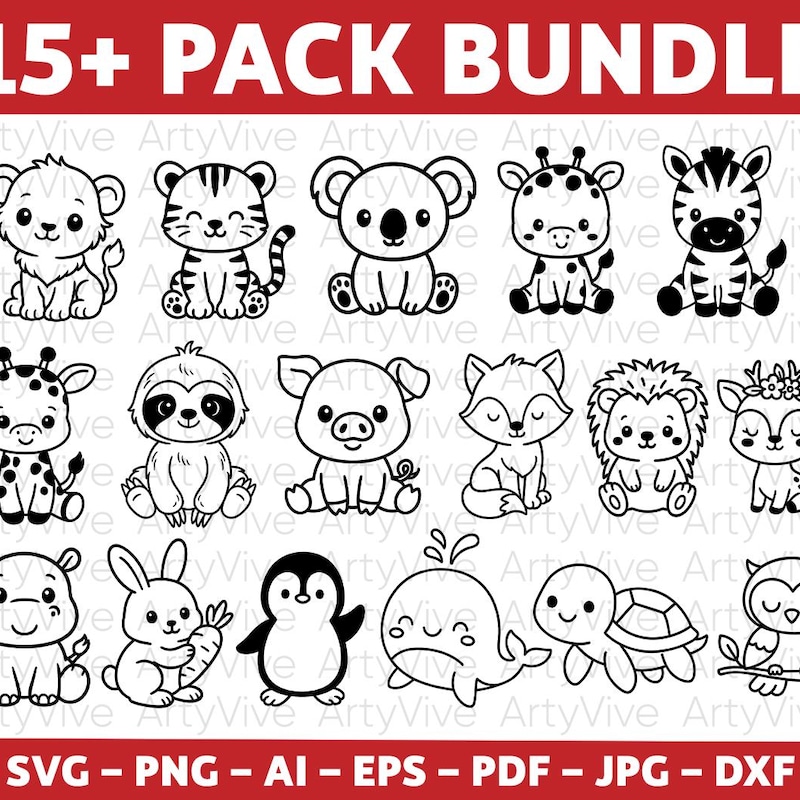 Zoo Animal Line Drawings - Etsy UK