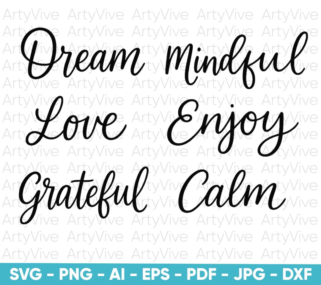 Life Words SVG Bundle, Handwritten Words Svg, Sweet Words SVG, Happy ...