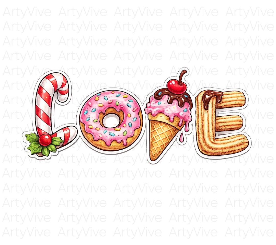 LOVE Candy Letters PNG Sublimation, Sweet Valentine Design, Candy Cane ...