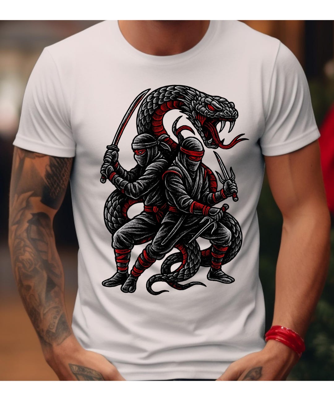 Snake-wrapped Ninja T-shirt | Samurai Warrior Graphic Tee - Etsy
