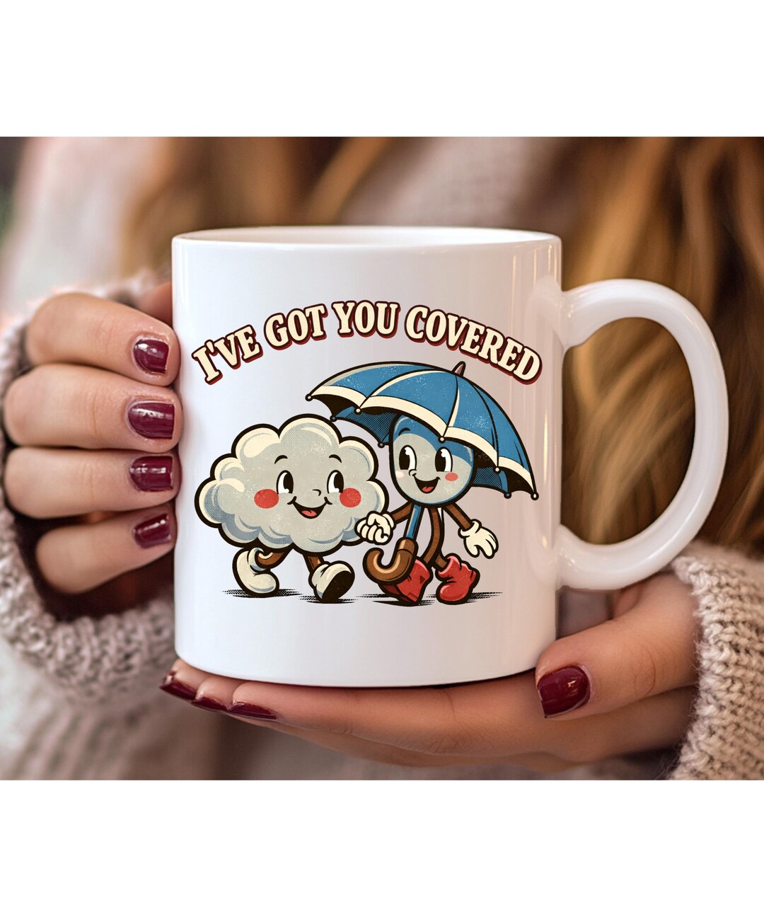 Ive Got You Covered Cloud and Umbrella Mug | Cute Retro Rain ...
