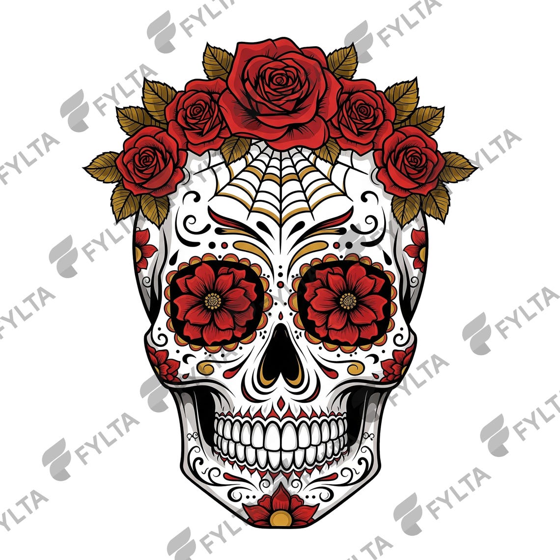 Skull Clipart Pack: 24 Unique Skull Design With Roses, Snakes, Flames ...