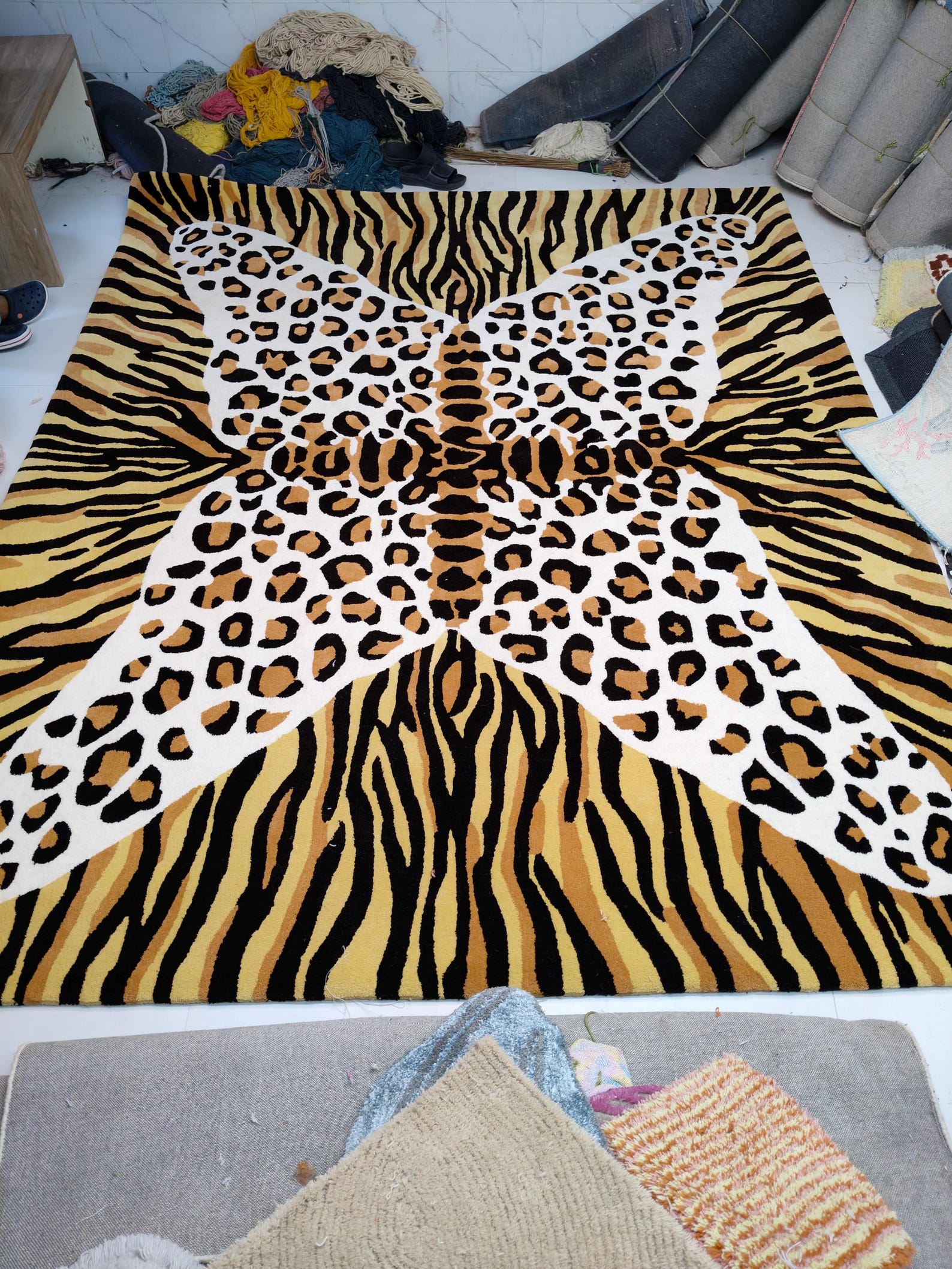Animal Print Wool Area Rug, Modern Leopard Tiger Design - Etsy