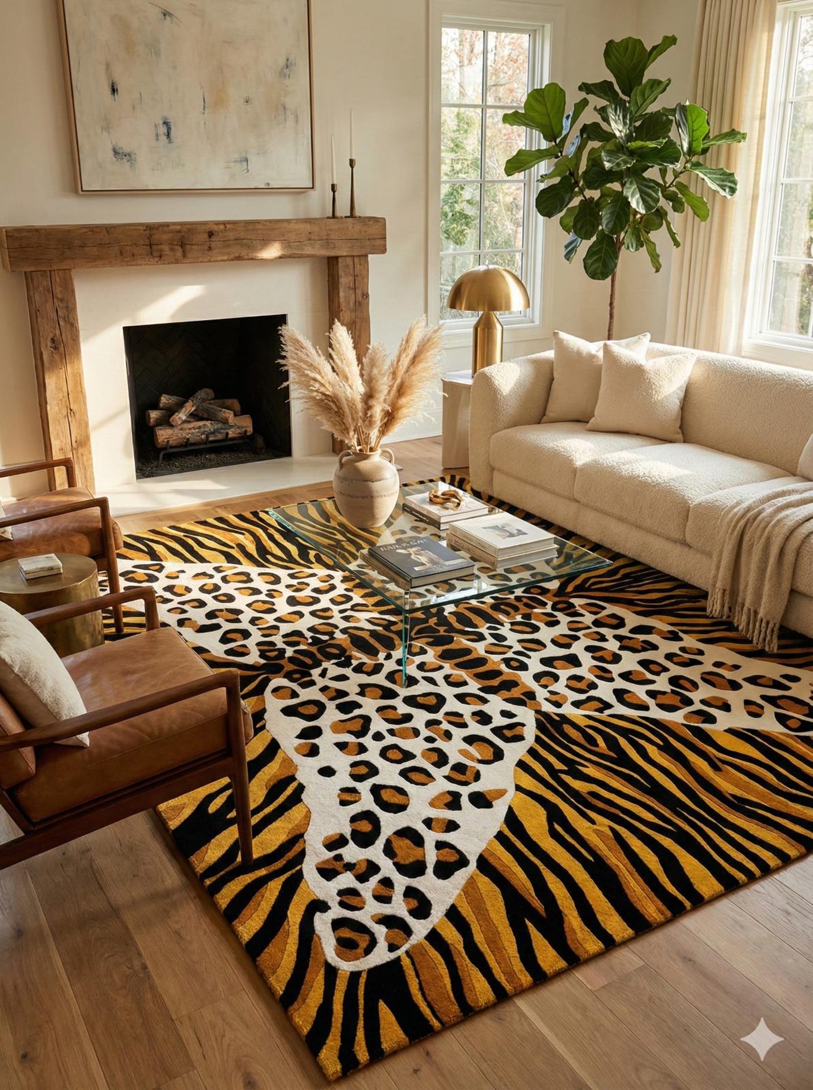 Animal Print Wool Area Rug, Modern Leopard Tiger Design - Etsy