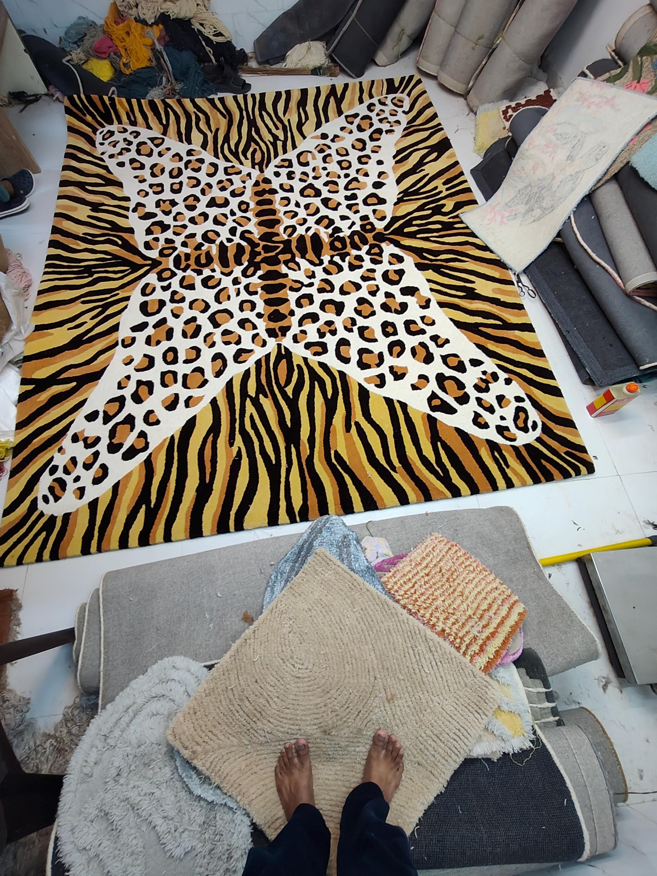 Animal Print Wool Area Rug, Modern Leopard Tiger Design - Etsy