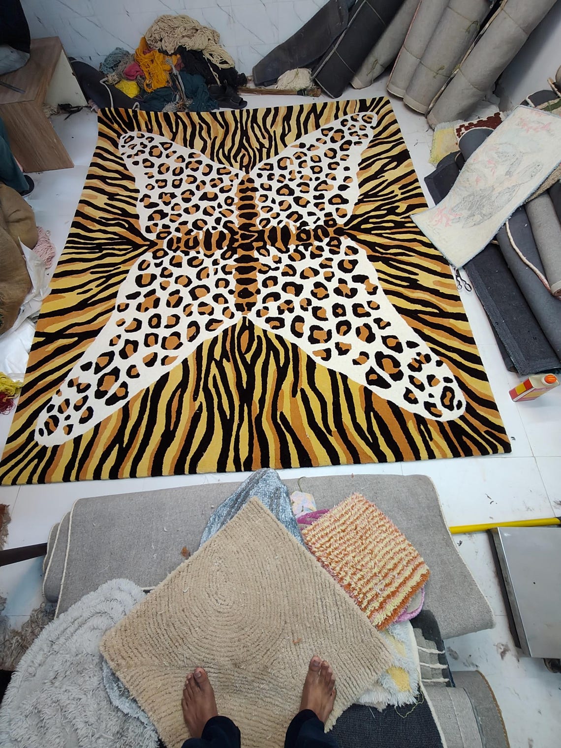 Animal Print Wool Area Rug, Modern Leopard Tiger Design - Etsy