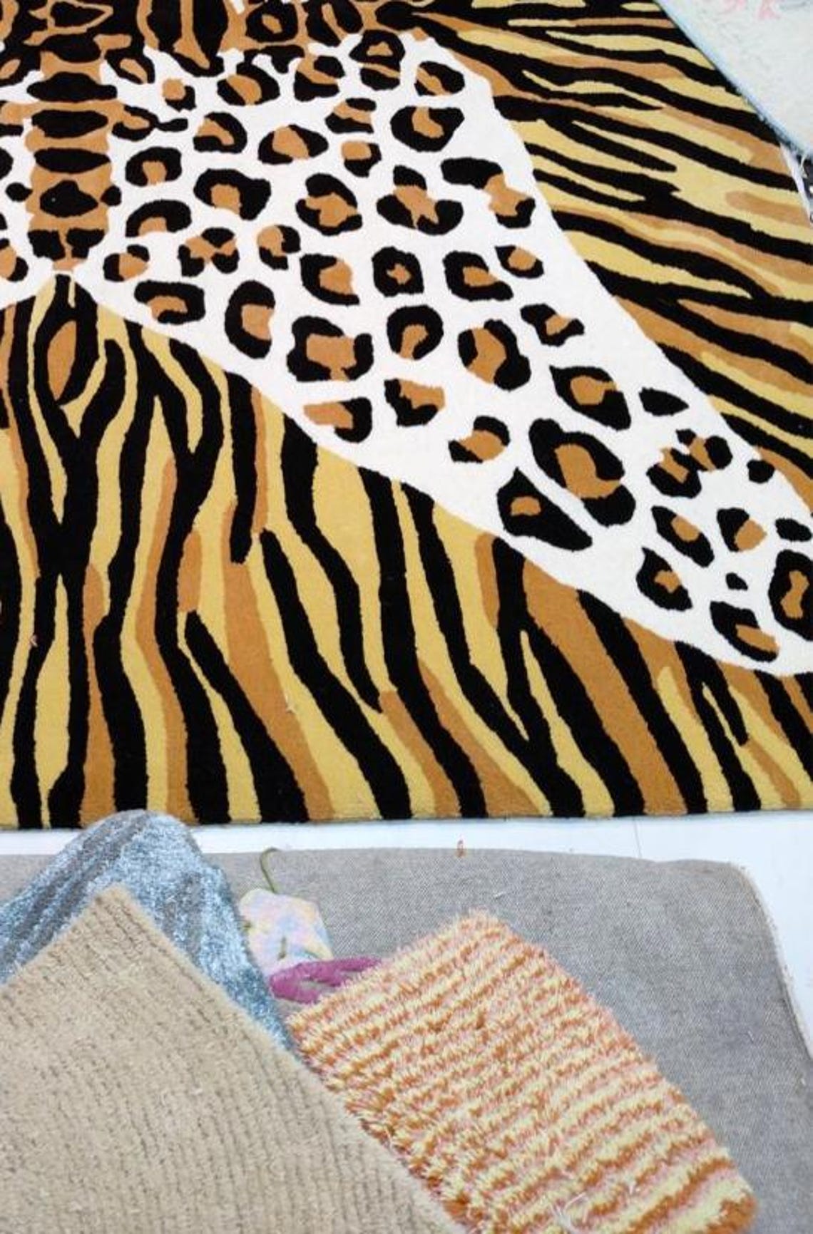 Animal Print Wool Area Rug, Modern Leopard Tiger Design - Etsy