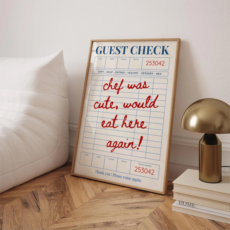 Chef Was Cute Would Eat Here Again Guest Check Print, Trendy Kitchen ...