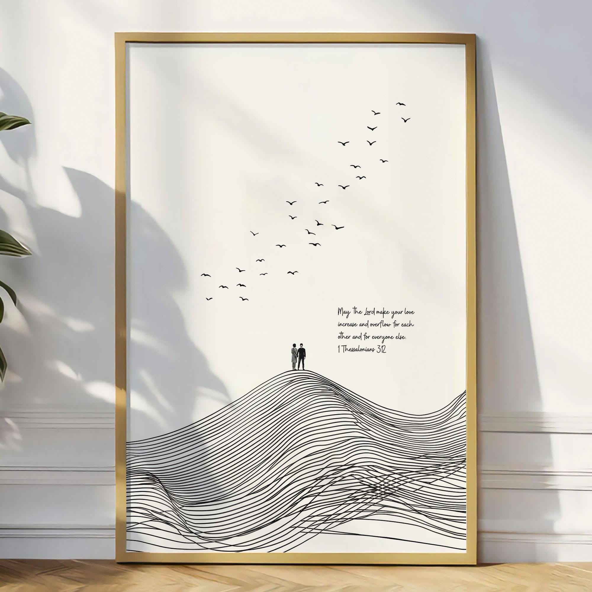 Couple Scripture Art, 1 Thessalonians 3:12 Art Print, Modern Christian ...