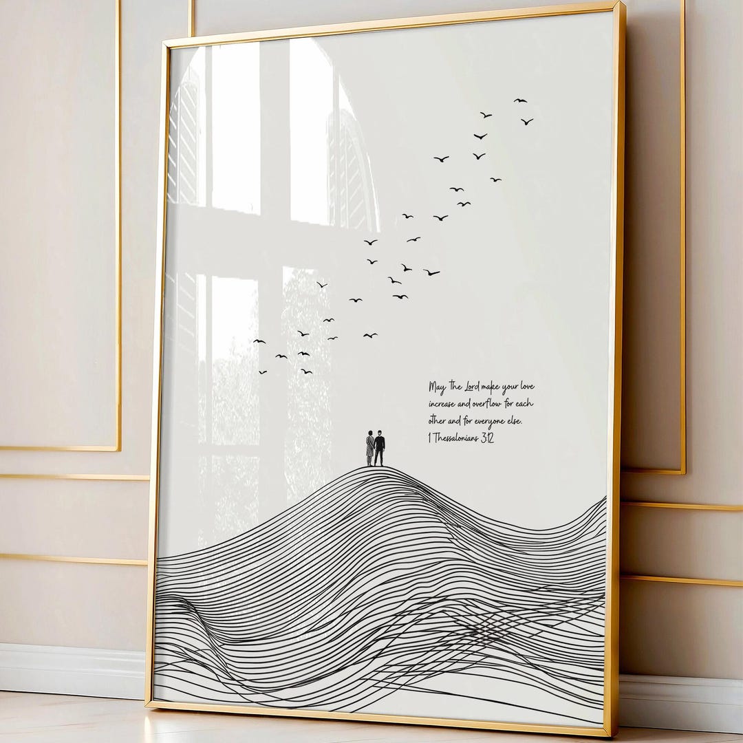 Couple Scripture Art, 1 Thessalonians 3:12 Art Print, Modern Christian ...