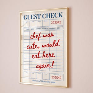 Chef Was Cute Would Eat Here Again Guest Check Print, Trendy Kitchen ...