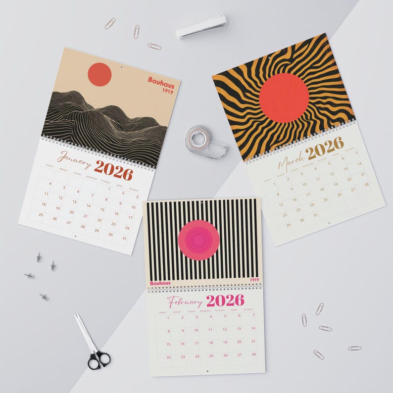 Bauhaus Wall Calendar, 2026 Bauhaus Wall Calendar, Op Art Illustrations ...