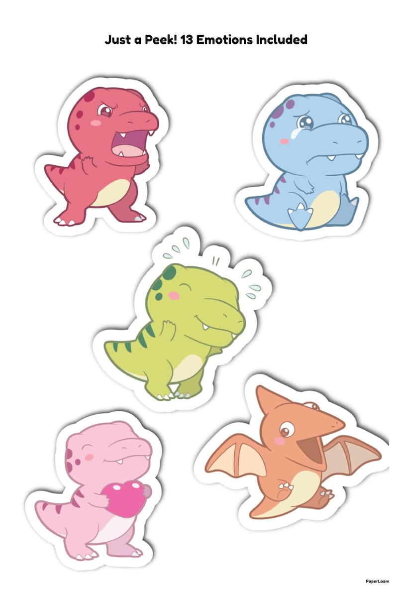 Dinosaur Emotion Stickers: Printable Reward Chart, Kids Feelings (PDF ...