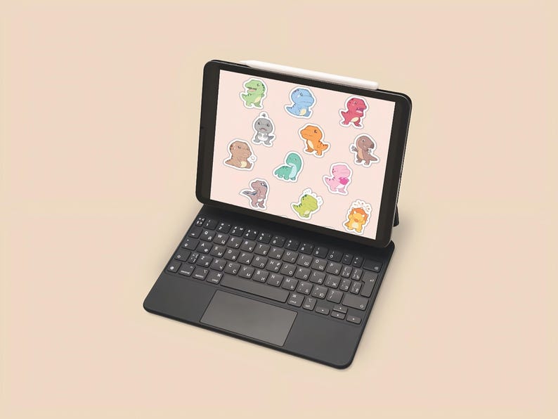 Dino Sticker Bundle – Printable & Digital Stickers | Color + Grayscale ...