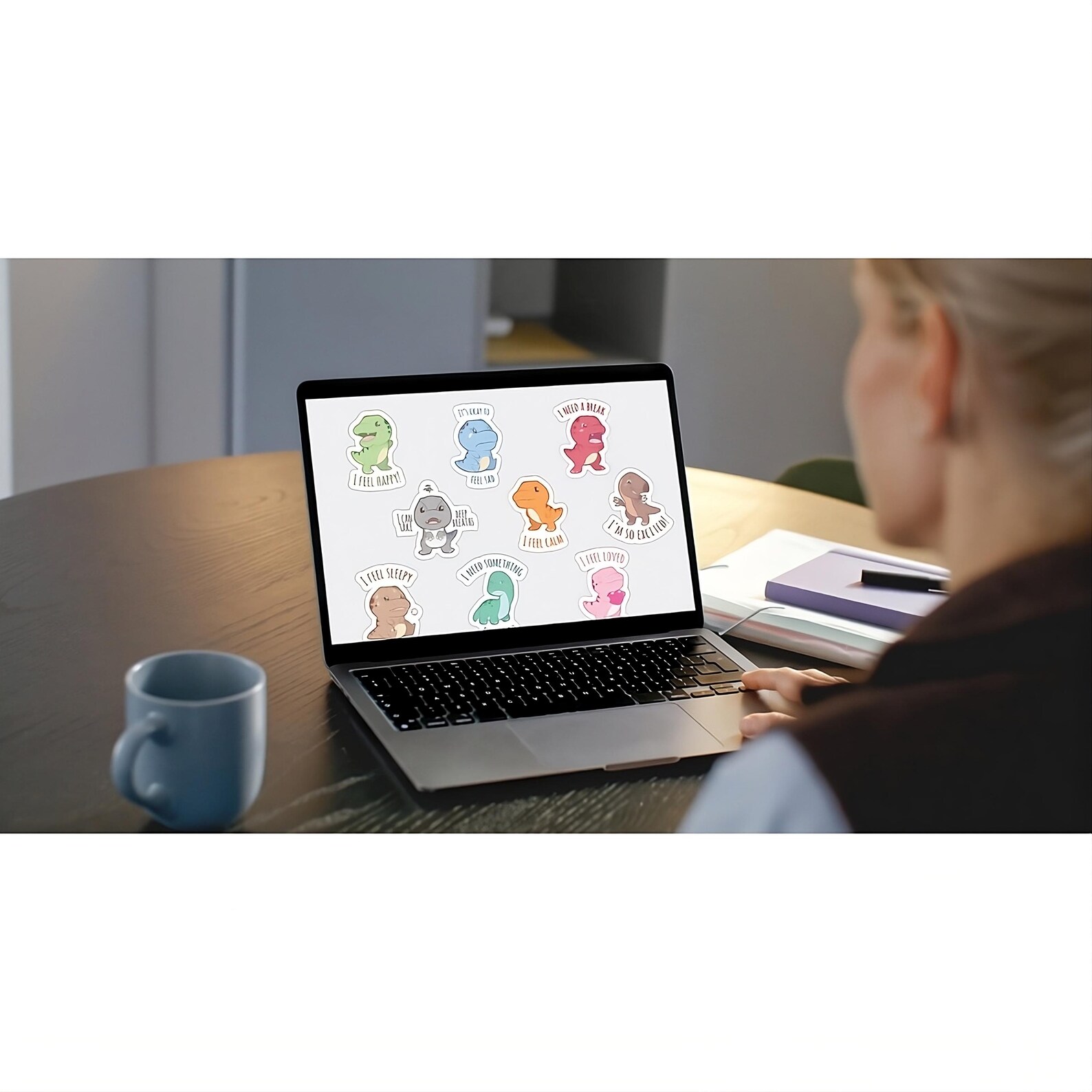 Dino Sticker Bundle – Printable & Digital Stickers | Color + Grayscale ...