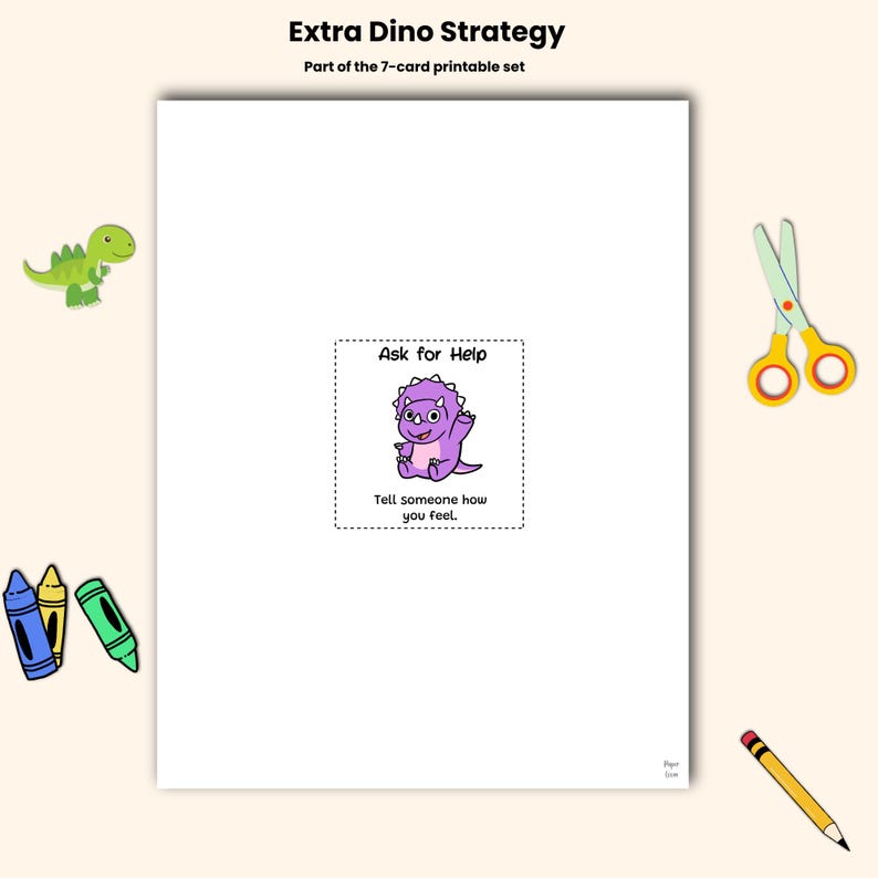 Dino Emotion Cards – Printable Emotional Support Tool for Kids (7 ...
