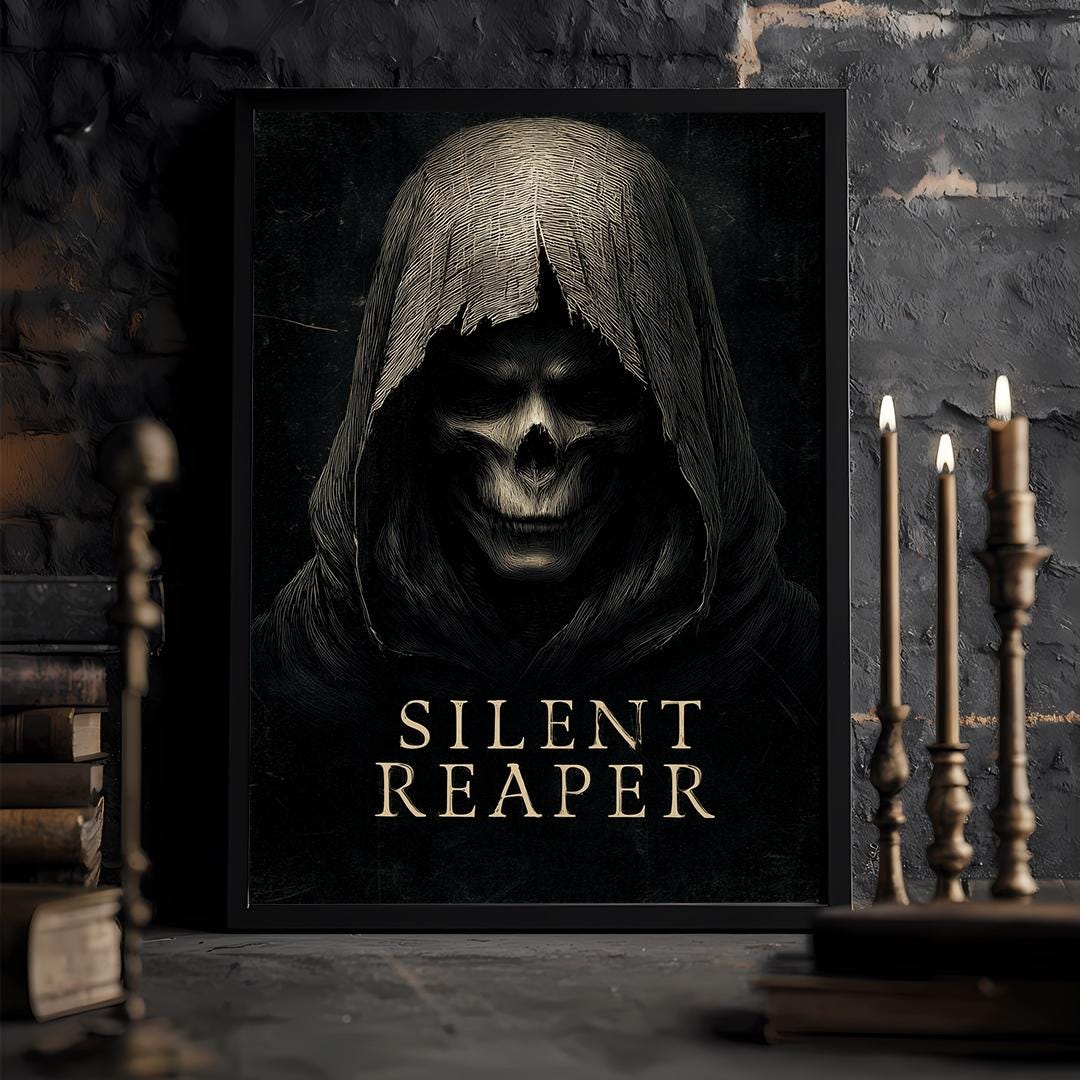 Silent Reaper — 5 Poster Set, Dark Fantasy Printable, Grim Reaper ...