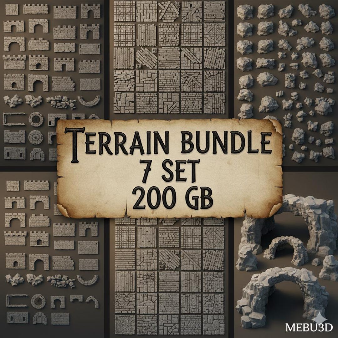 200GB Terrain Pack: 7 Fantasy Battle Maps & RPG Scenery (digital ...