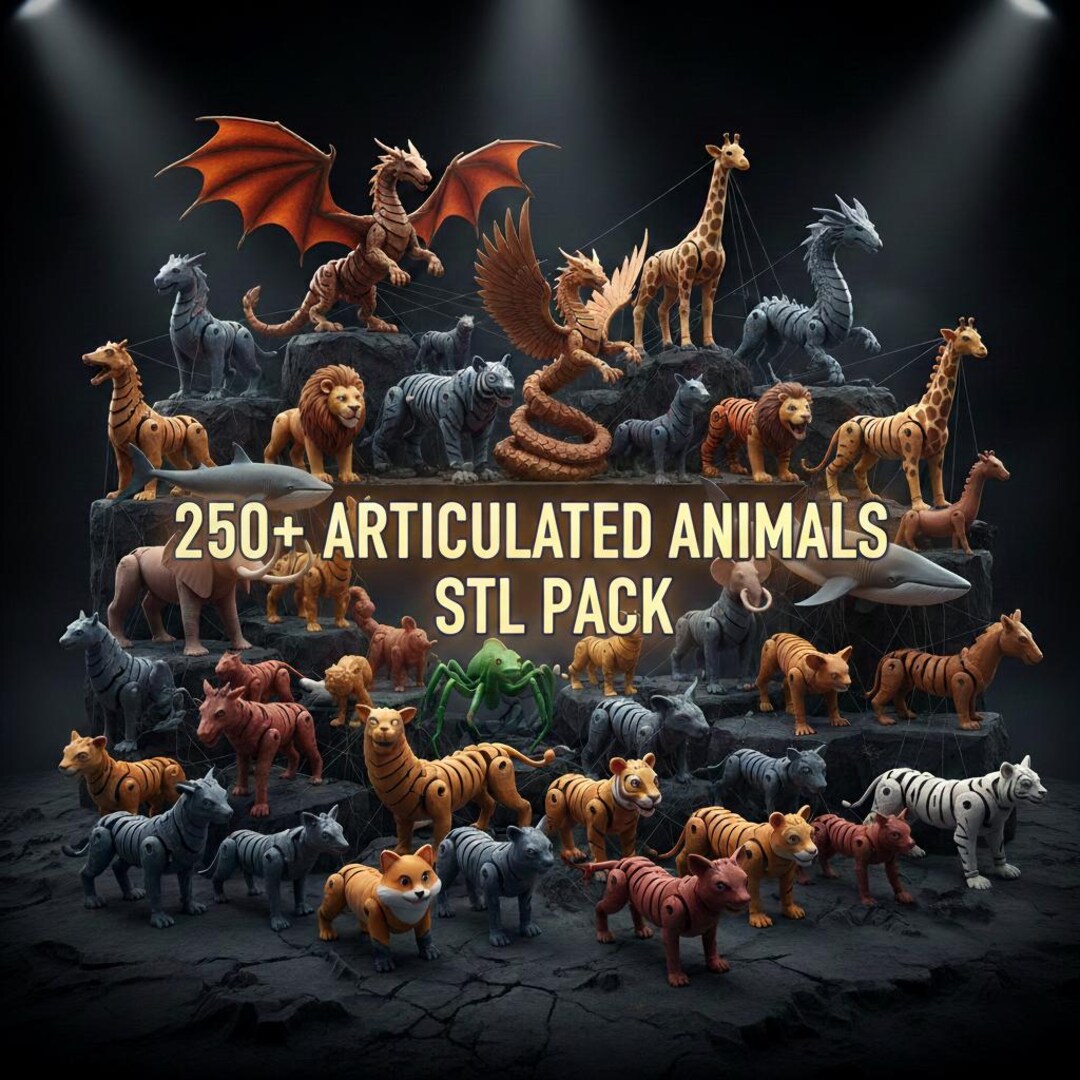 250+ Articulated Animal STL Files Bundle | 3D Printable Poseable ...