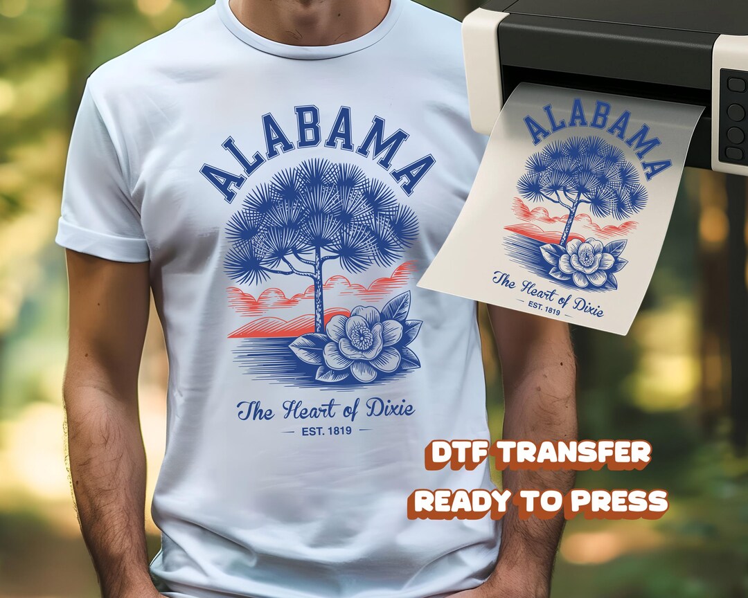 Alabama Dixie’s Heart Tshirt DTF Transfer Ready to Press State Flower ...