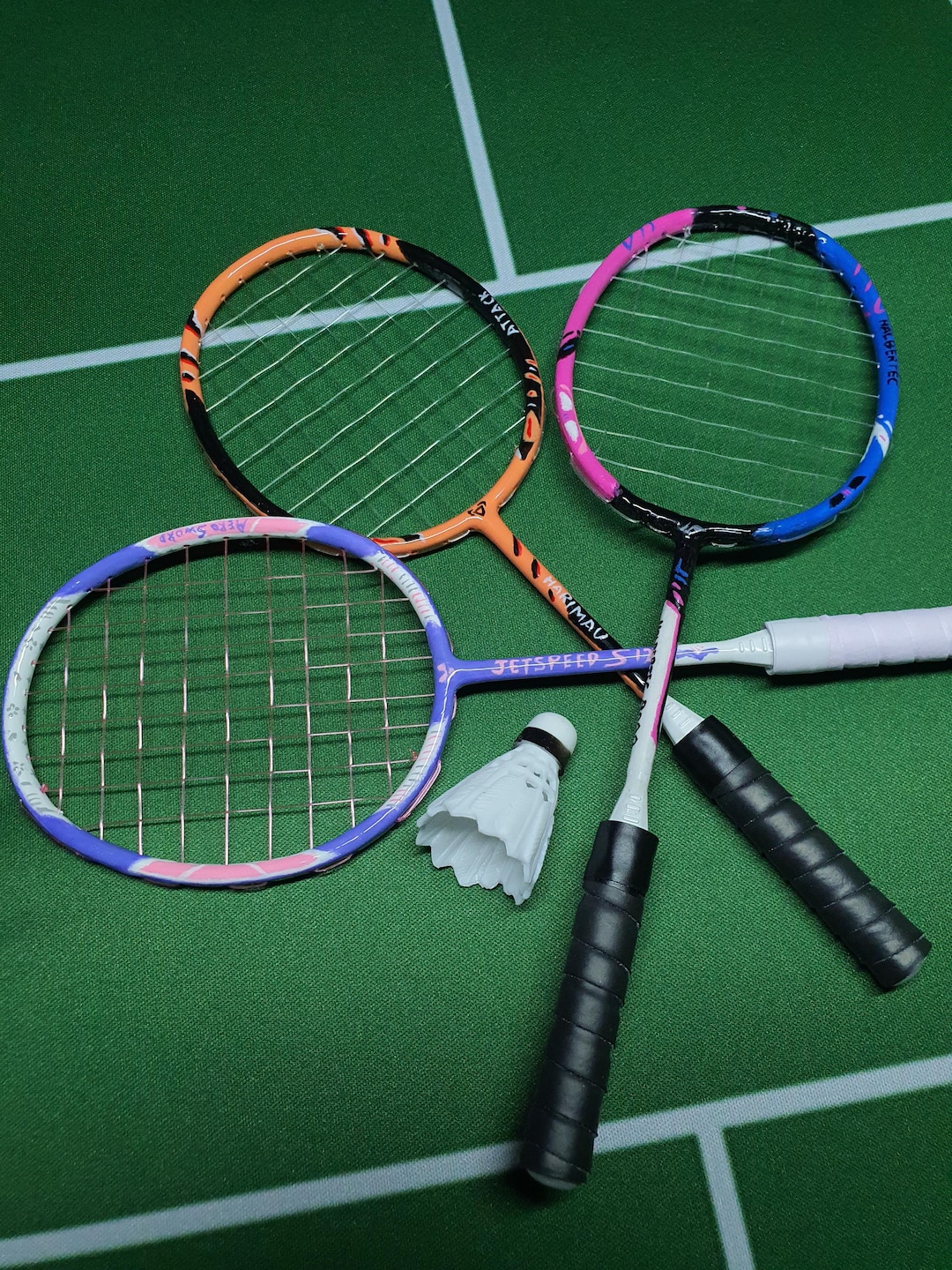 Custom Hand-painted Mini Badminton Racket + Mini Shuttlecock Keychain ...