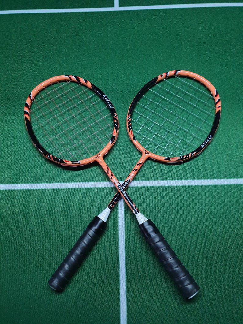 Custom Hand-painted Mini Badminton Racket + Mini Shuttlecock Keychain ...
