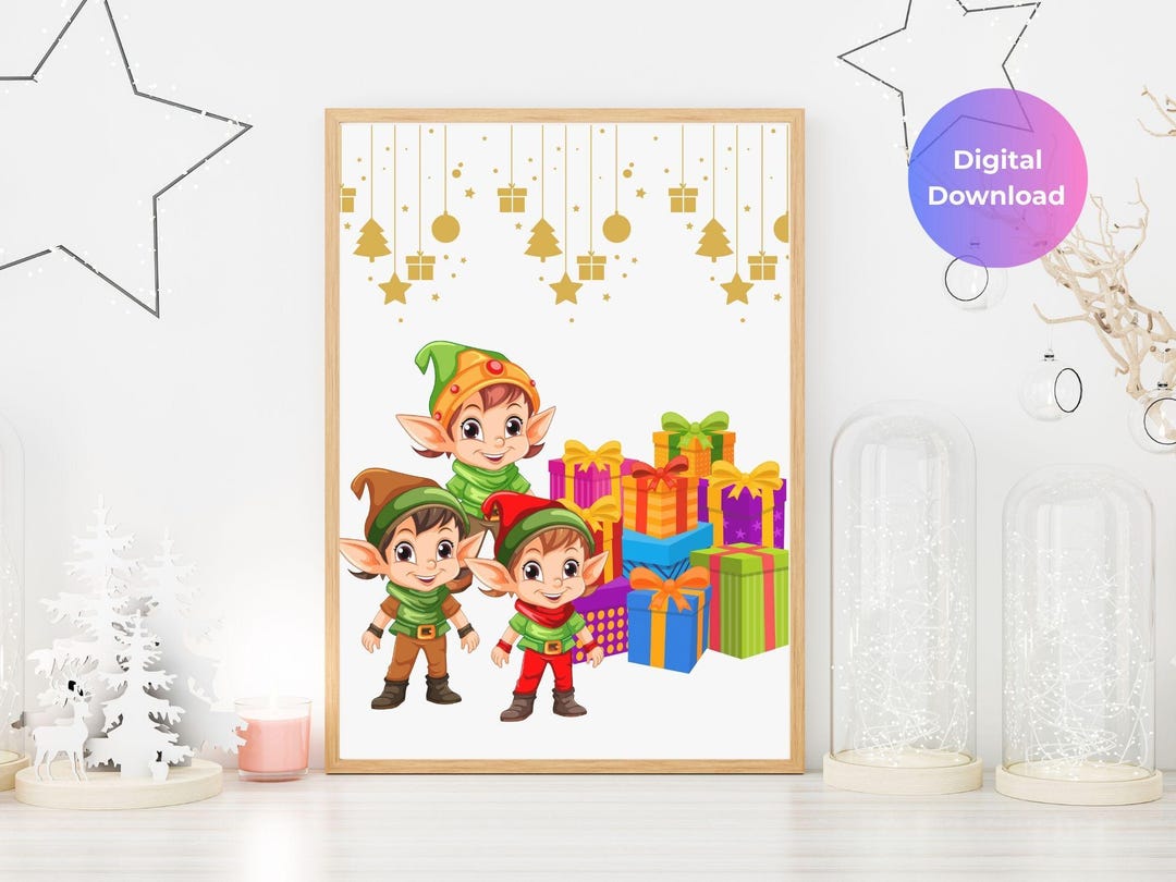 Christmas Elves Wall Art | Holiday Presents Printable | Festive Kids ...
