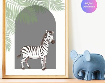 Cute Baby Zebra Art Print - Safari Nursery Wall Art, Digital Download ...
