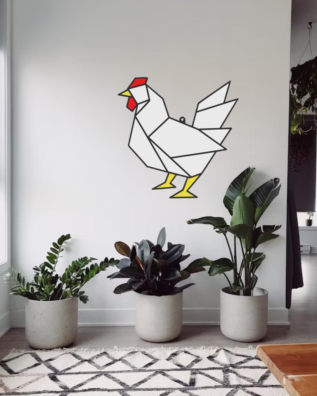 Chicken Wall Art – Origami Style Farmhouse Accent (3D Printed) - Etsy