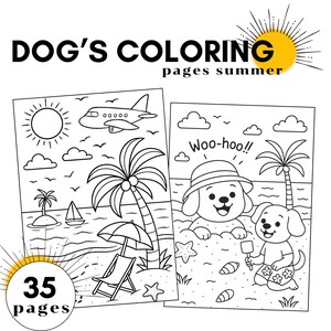 Dog’s Coloring Page Summer,coloring Summer for Kiss,printable Coloring ...