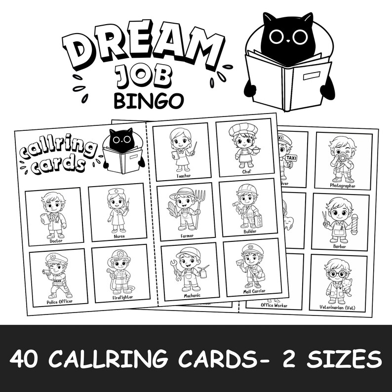 Dream Job Bingo Game: Career-themed Bingo Cards for Kids (printable PDF ...