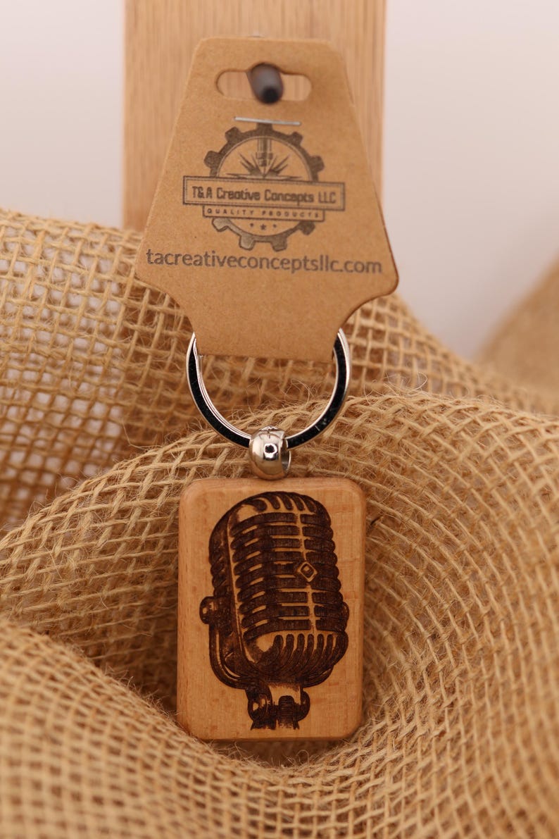 Microphone Keychain: Musician Gift (hardwood, Double-sided Engraved) - Etsy