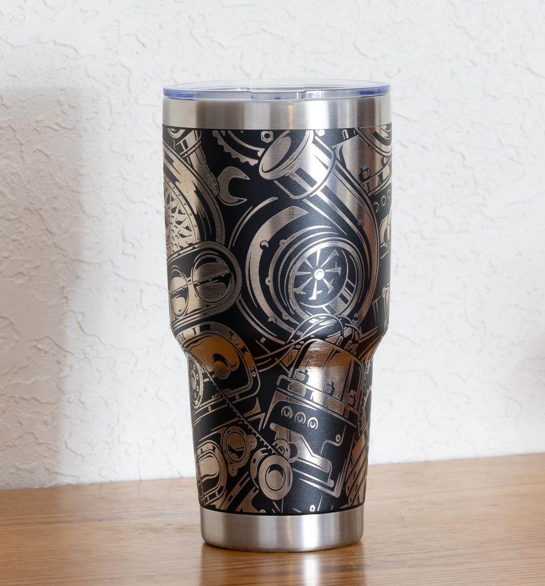 Car Lover Tumbler: Laser Engraved Engine Design, 30oz Stainless Steel ...