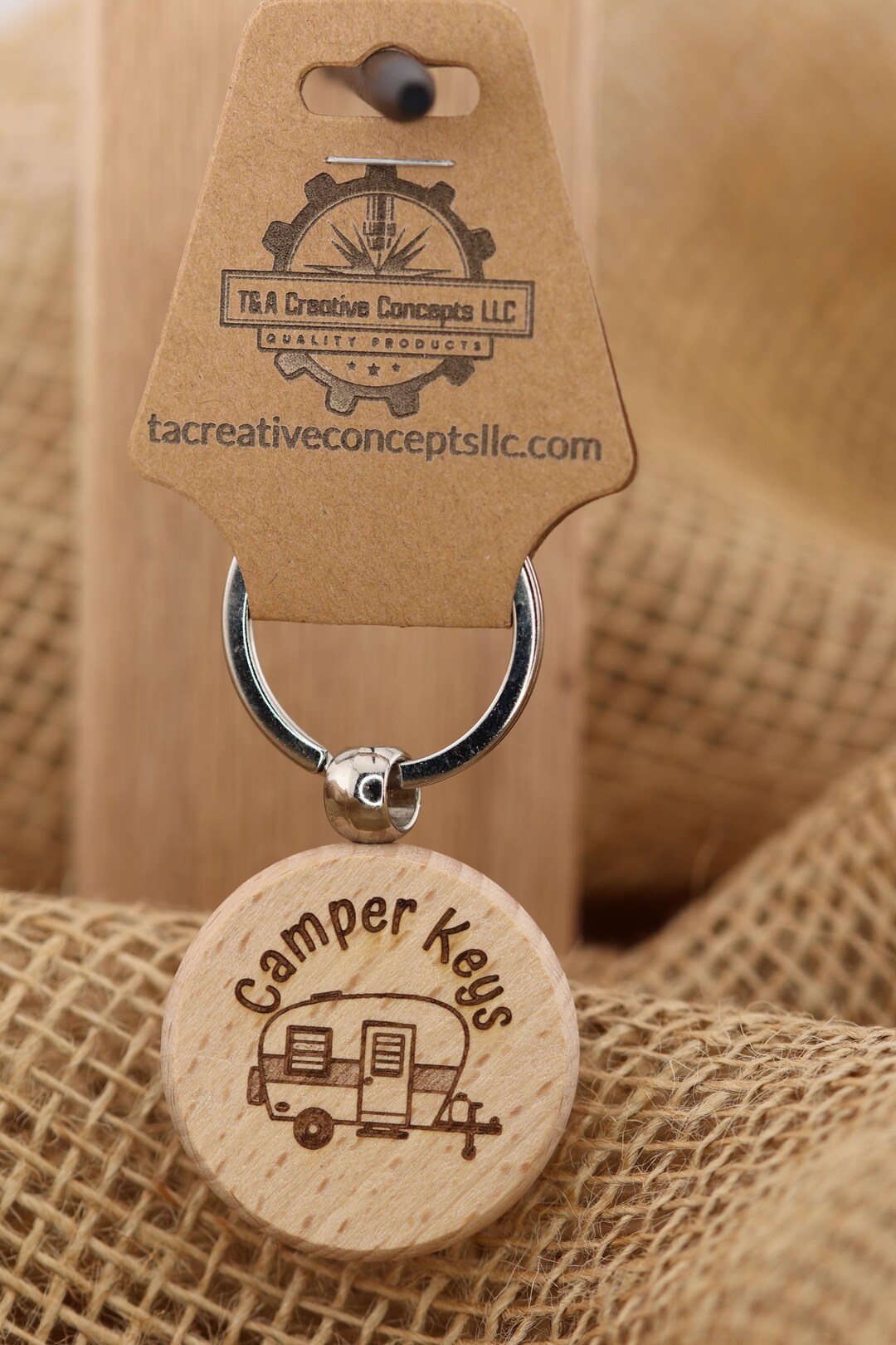 Laser Engraved Wood Camper Keys Keychain: Rv Gift With Stainless Steel ...