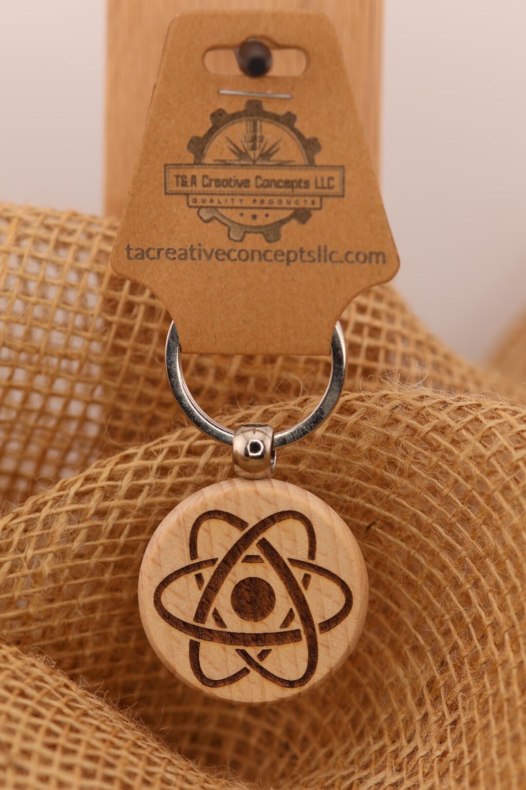 Laser Engraved Atomic Symbol Keychain / Bag Charm: Hardwood Science ...