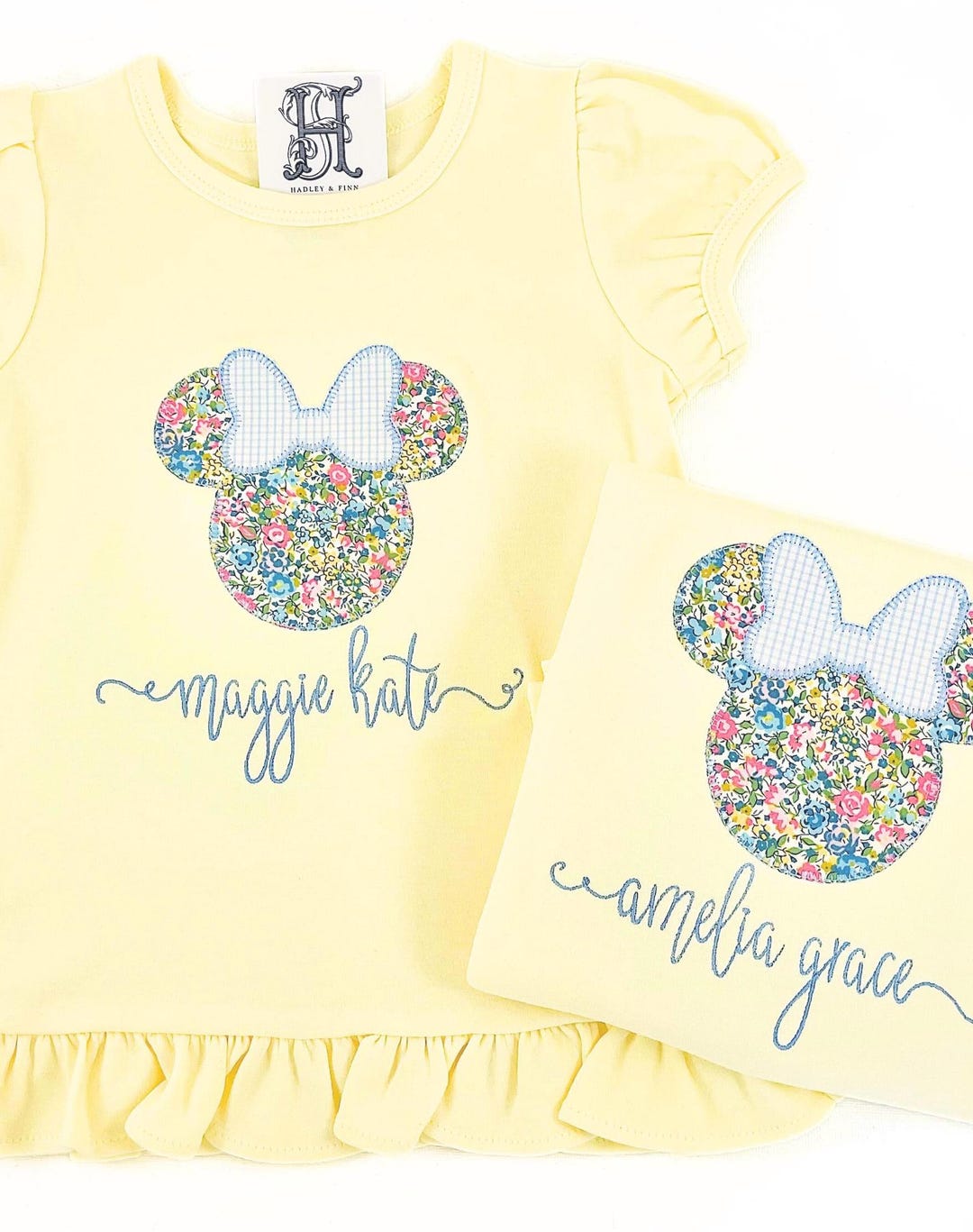 Girls/pale Yellow Ruffled Shirt/mouse Ears/personalized - Etsy